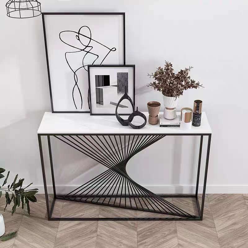 Portland Marble Console Table- Black | Agape Furniture