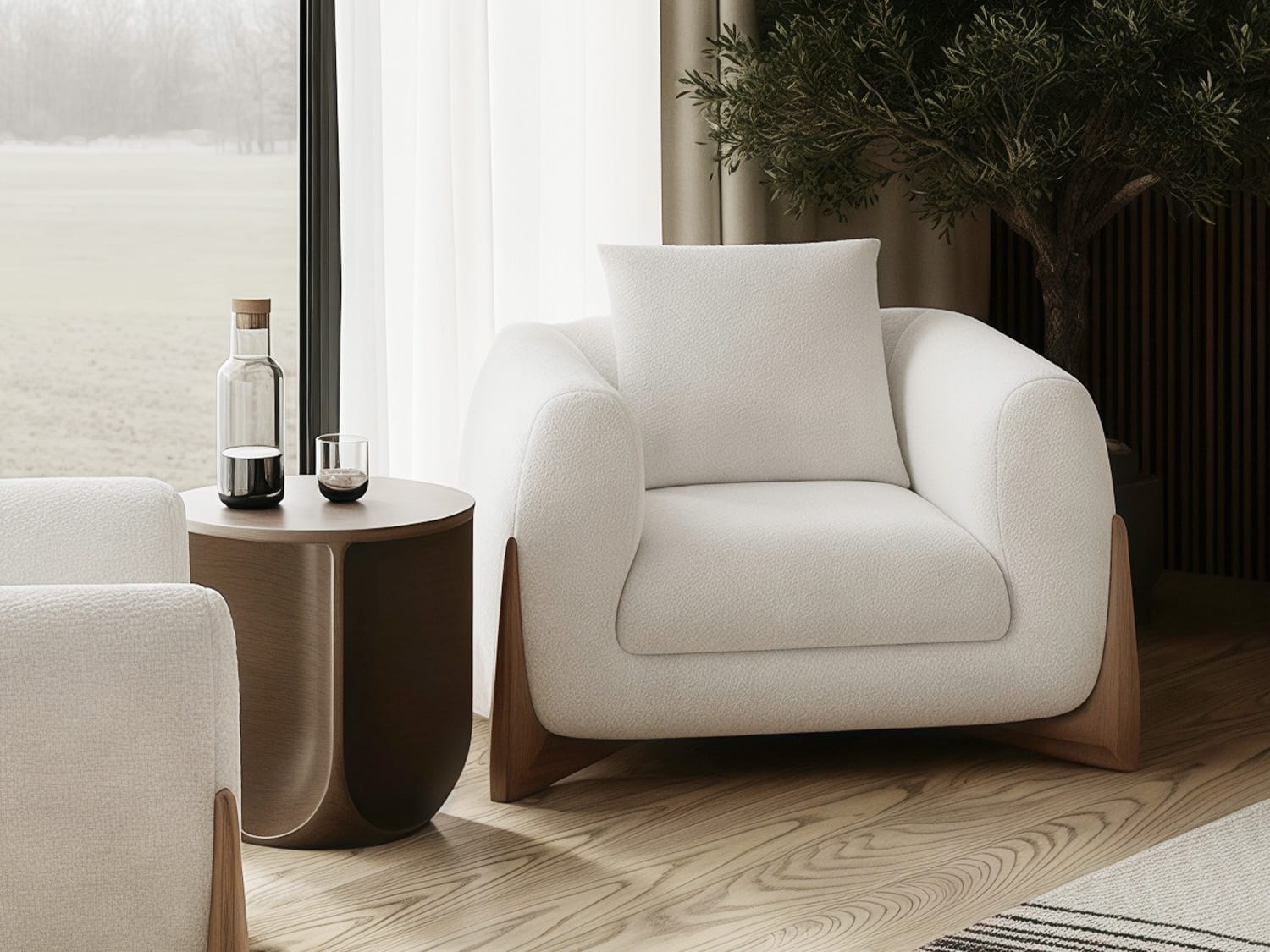 Essence Bouclé Armchair with wood legs | Agape Furniture