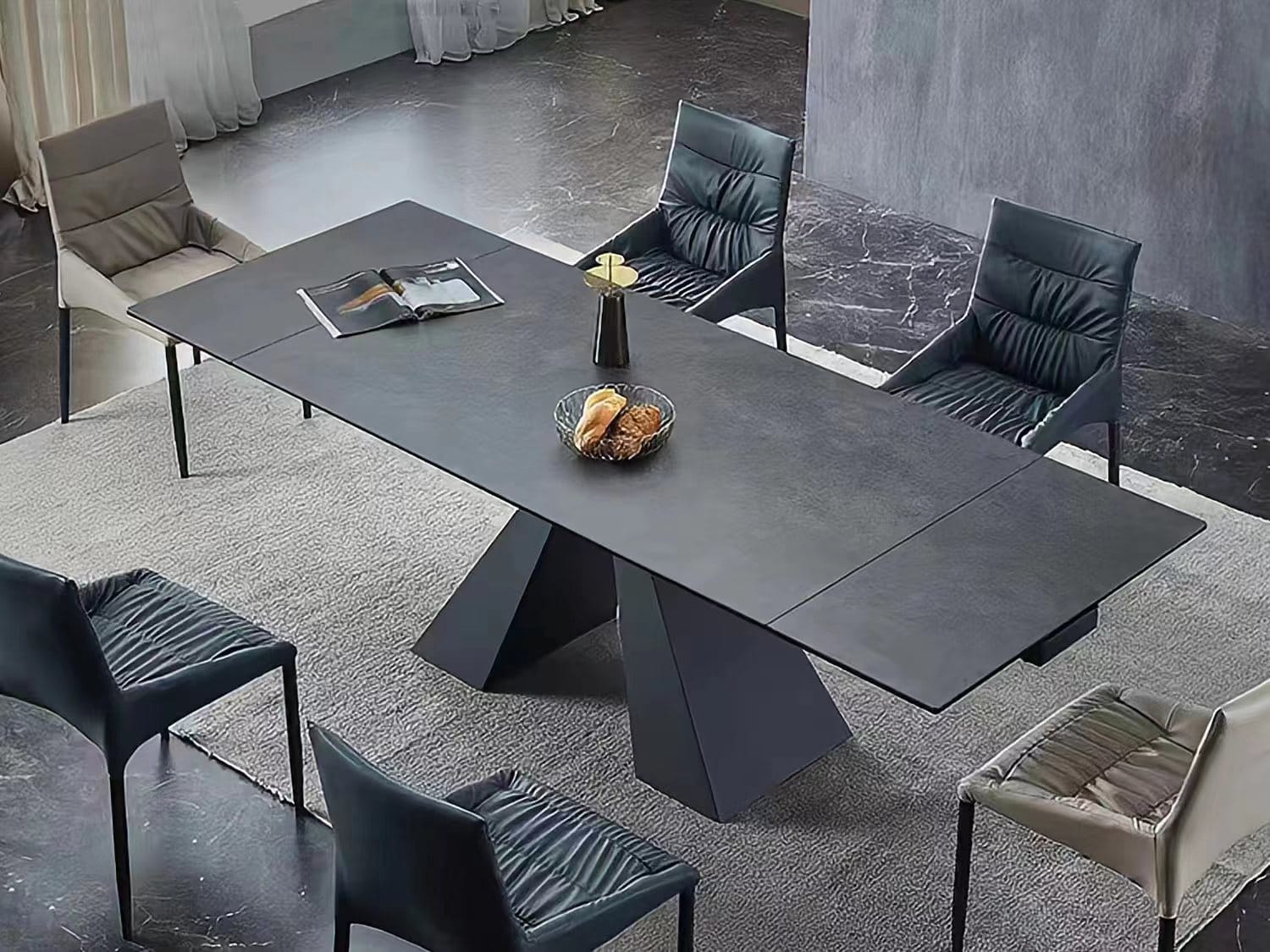 EXTENSION Sintered Stone Dining table- From 160CM to 220CM-Black/White ...