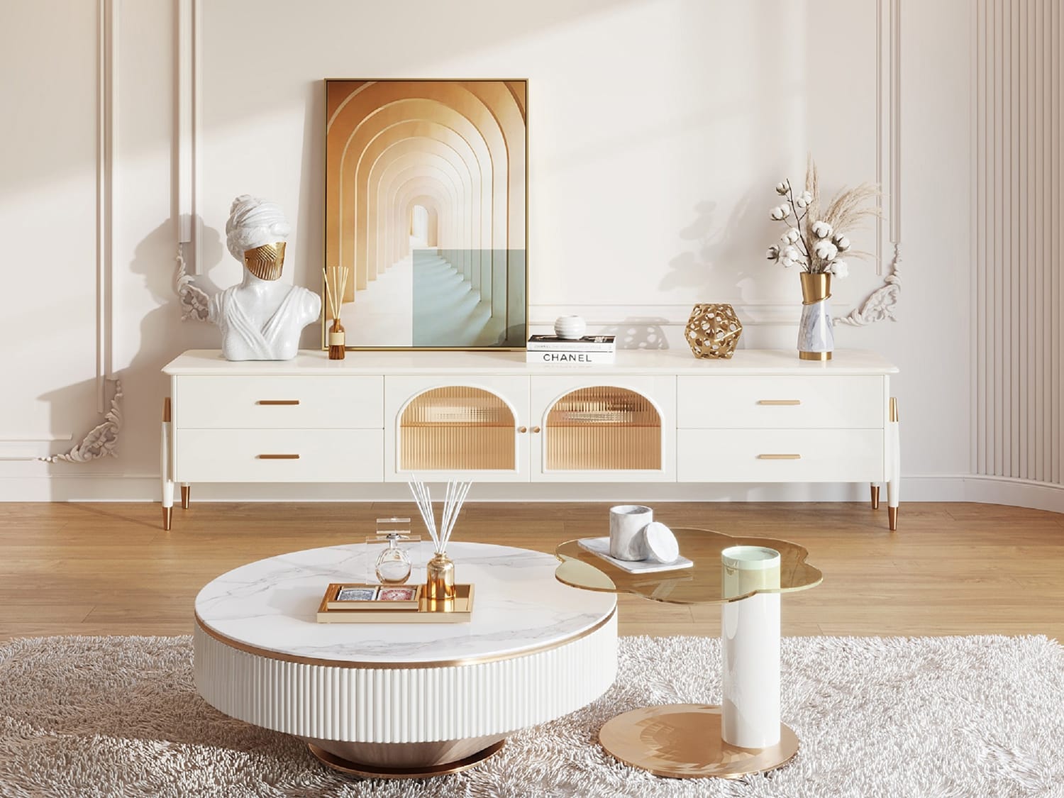 Star TV Unit 200cm with LED lighting | Agape Furniture