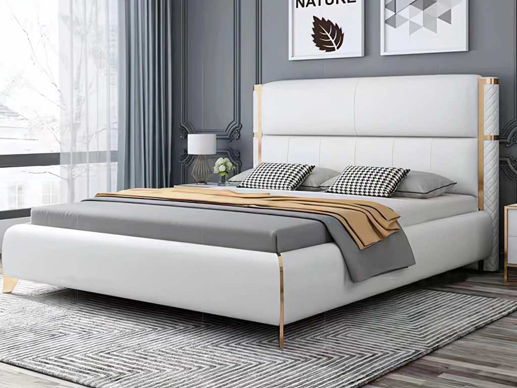 Cubba Leather Bed Frame-Queen/King | Agape Furniture