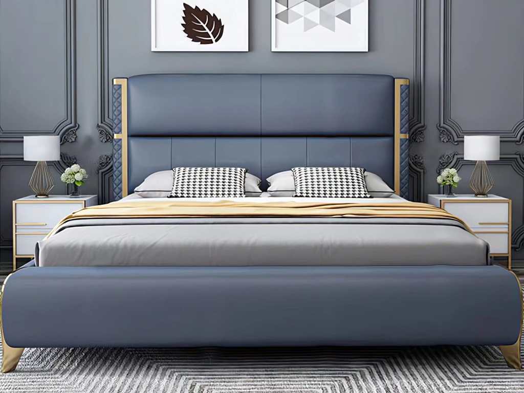 Cubba Leather Bed Frame-Queen/King | Agape Furniture
