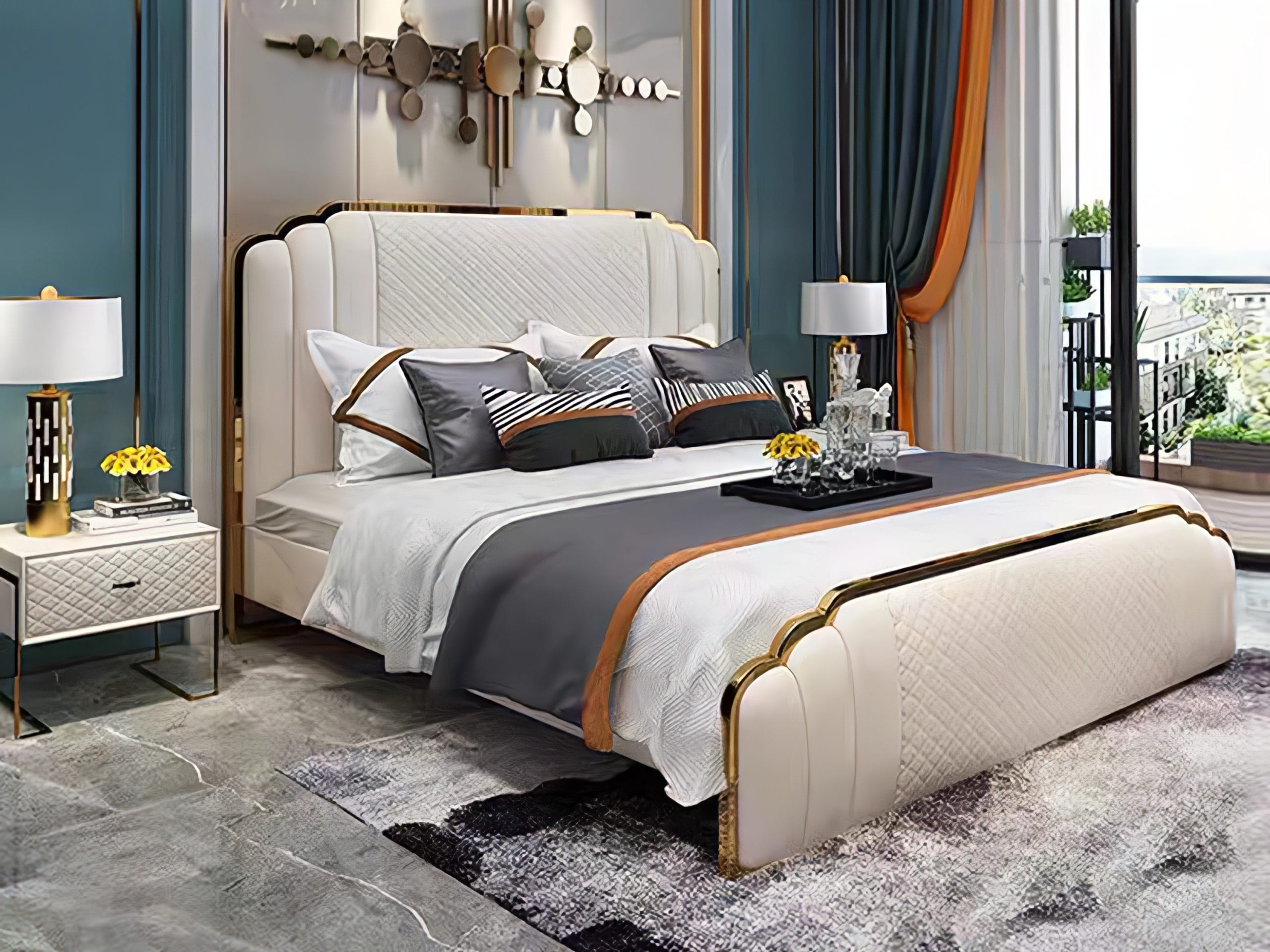 Cubba Leather Bed Frame-Queen/King | Agape Furniture