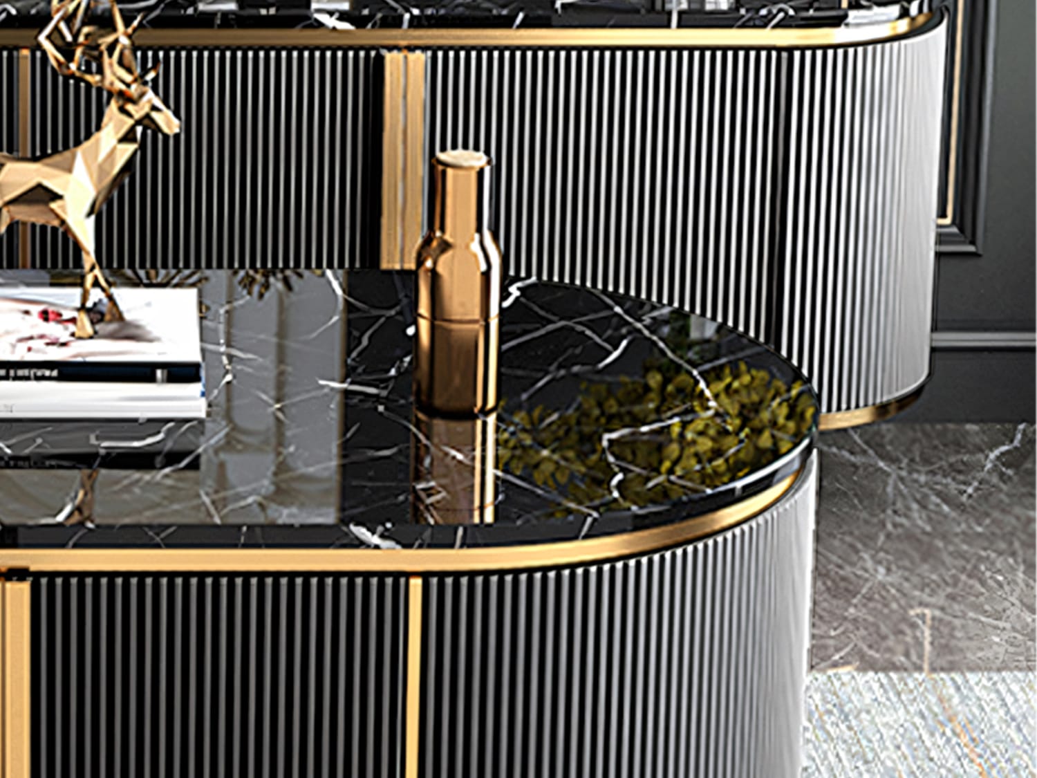 March Marble Sintered Stone Coffee Table-Black/Green/Grey/White | Agape ...