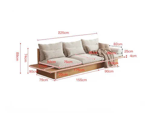 Anasia wooden storage sectional sofa-2.85M | Agape Furniture