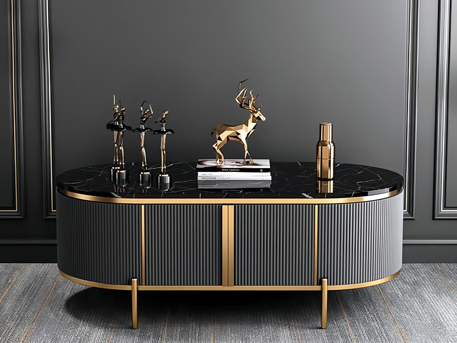 March Marble Sintered Stone Coffee Table-Black/Green/Grey/White | Agape ...