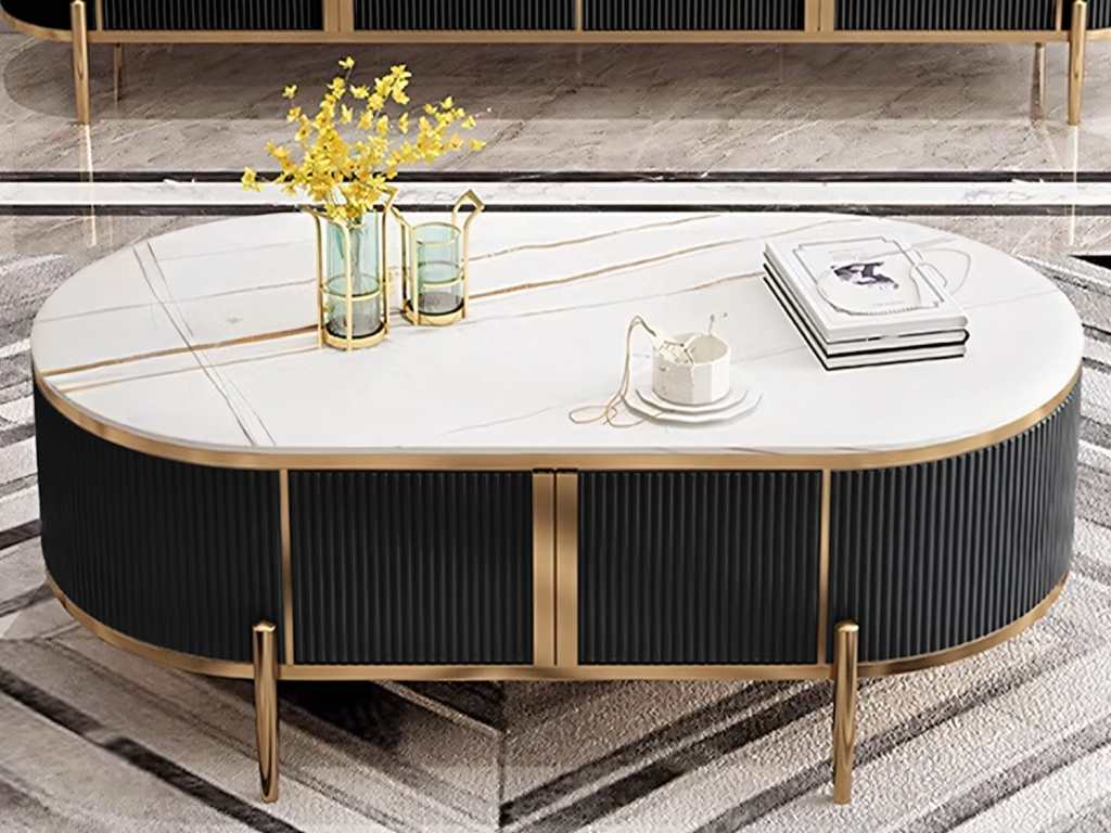 March Marble Sintered Stone Coffee Table-Black/Green/Grey/White | Agape ...