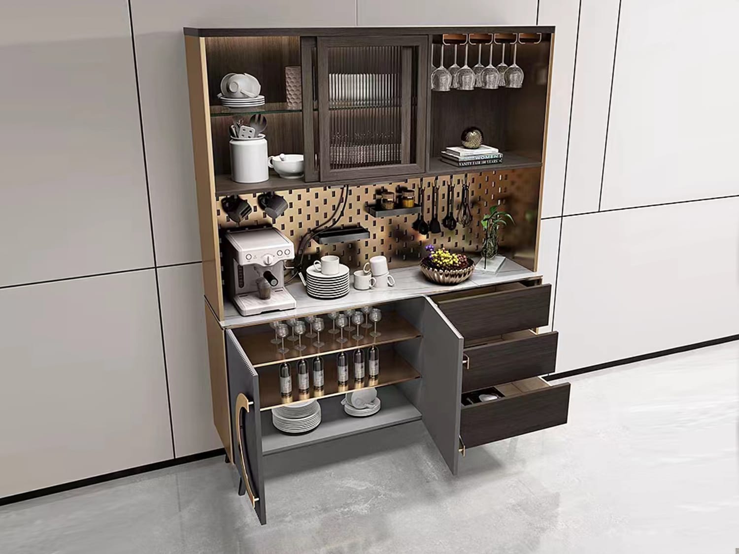 Binya Marble Sintered Stone Top Cabinet/Buffet | Agape Furniture