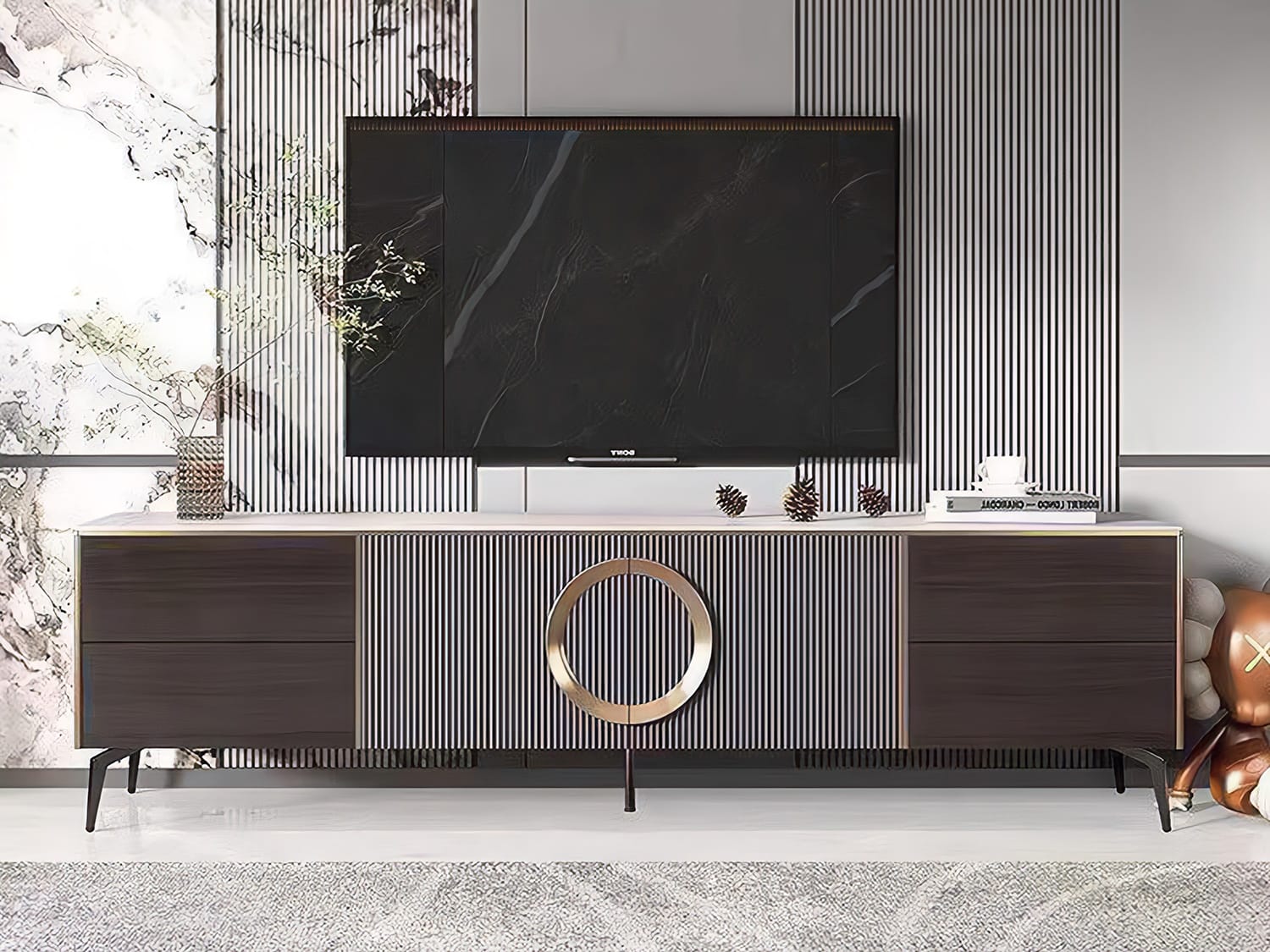 Binya Marble Sintered Stone TV unit | Agape Furniture