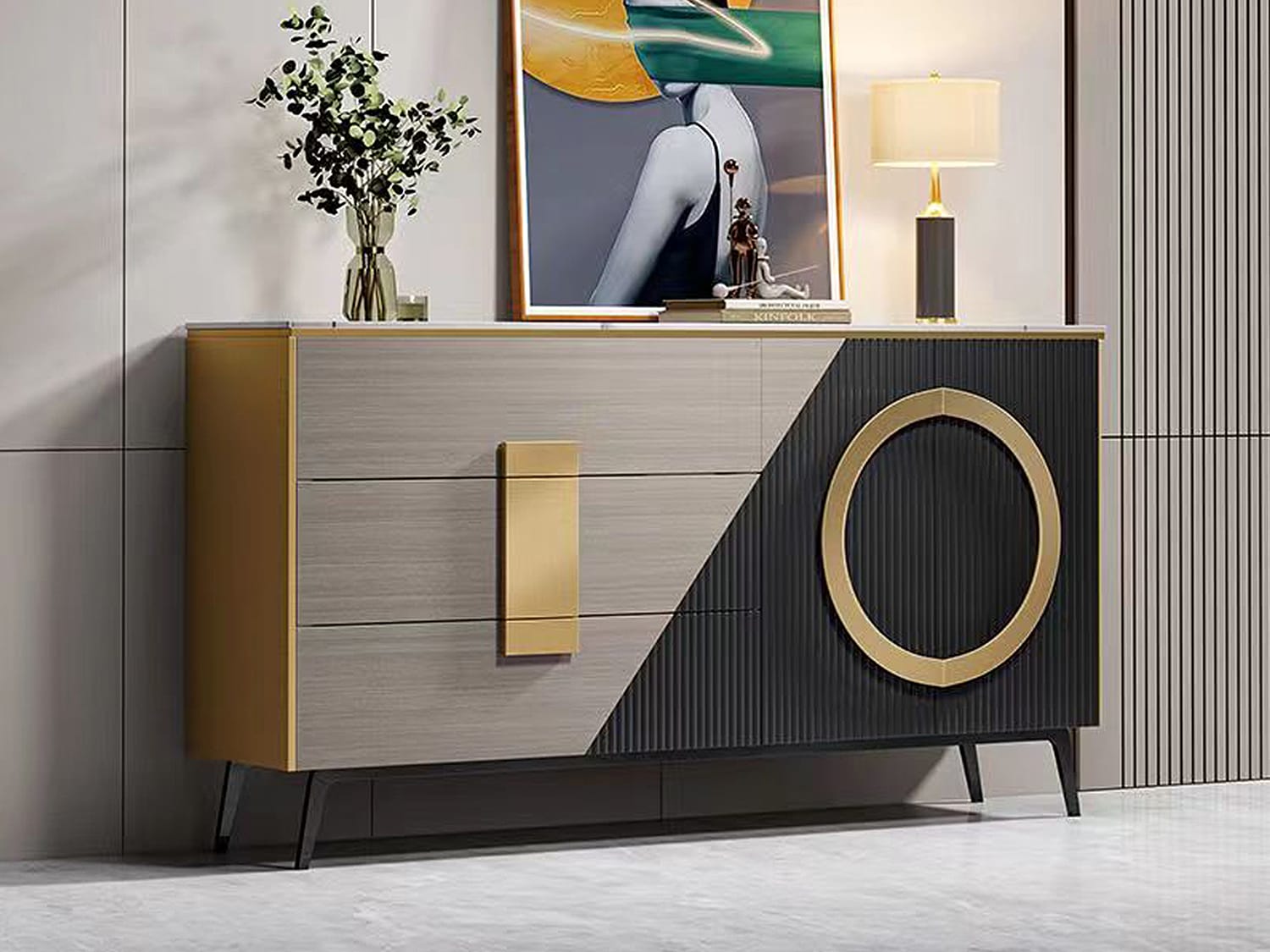 Canberra Marble Sintered Stone Top Cabinet/Buffet | Agape Furniture