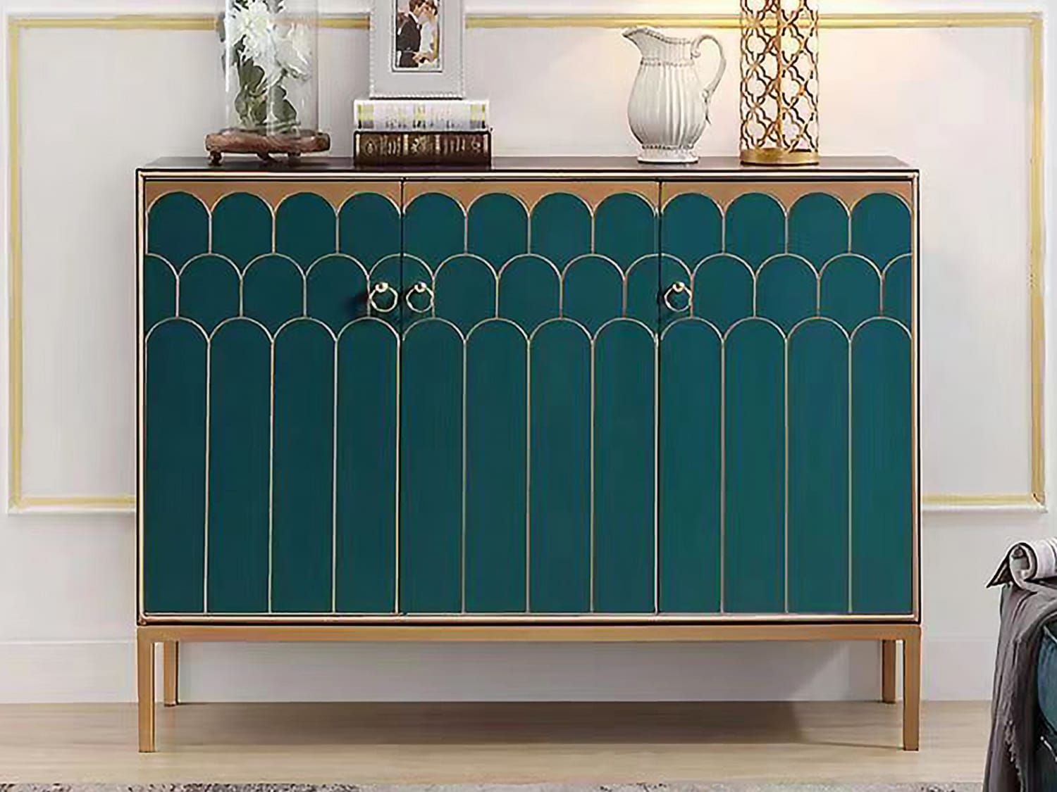 Elong 2/3/4 Door Cabinet/Buffet-Green | Agape Furniture