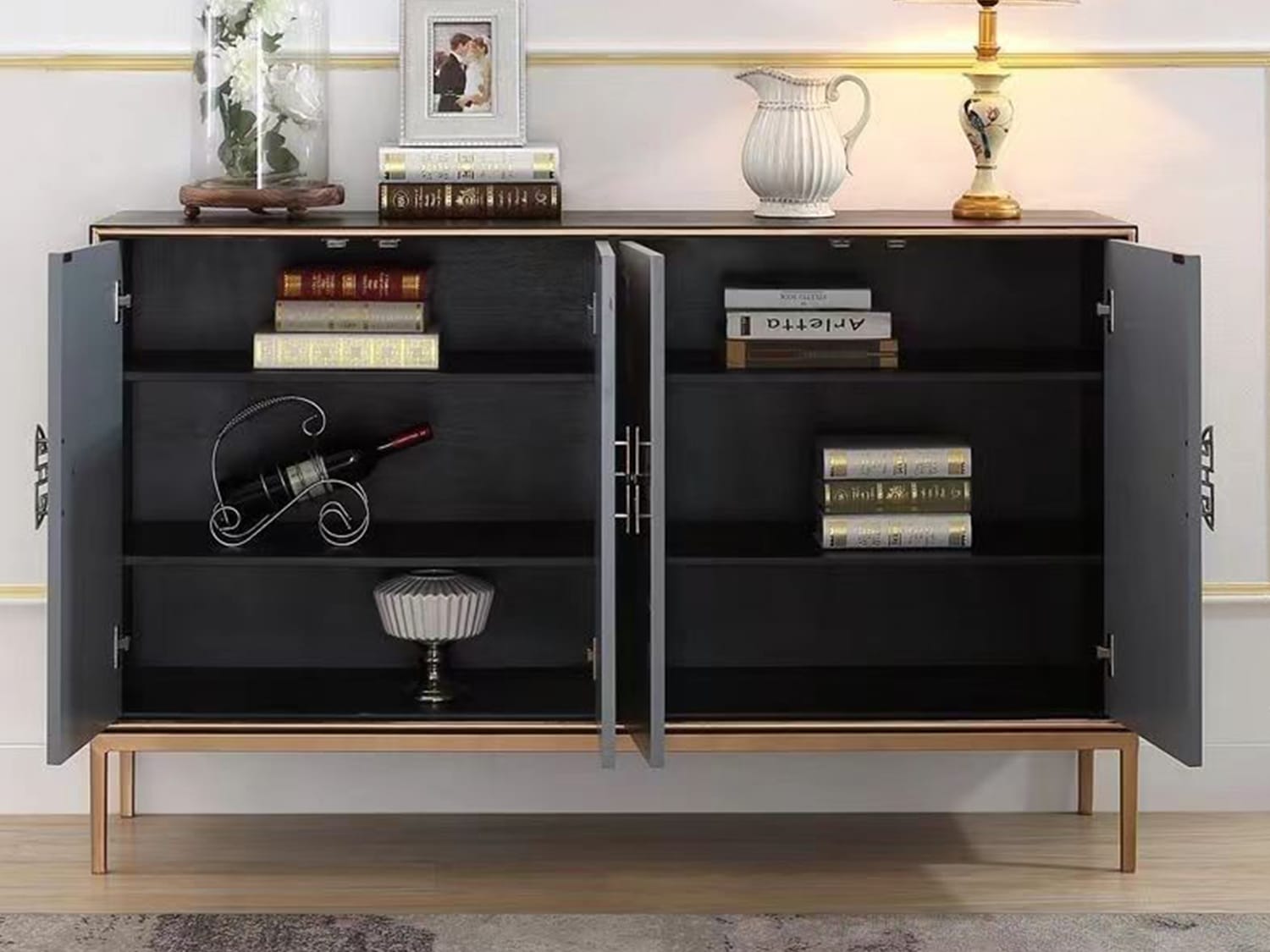 Elong 2/3/4 Door Cabinet/Buffet-Green | Agape Furniture