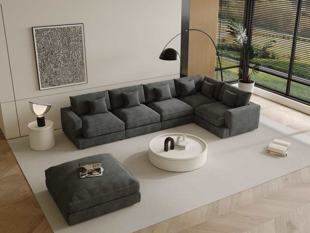 Tia Duck Feather Modular Corner Lounge/Ottoman | Agape Furniture