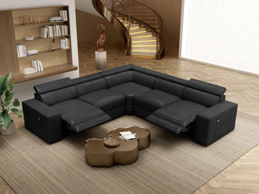 Piora Leather Modular Electric Recliners Lounge with USB chargers ...