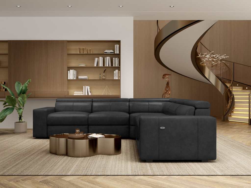 Piora Leather Modular Electric Recliners Lounge with USB chargers ...