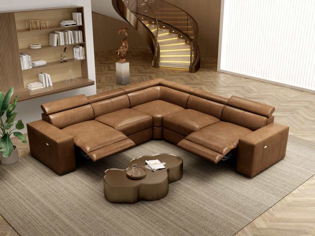 Piora Leather Modular Electric Recliners Lounge with USB chargers ...