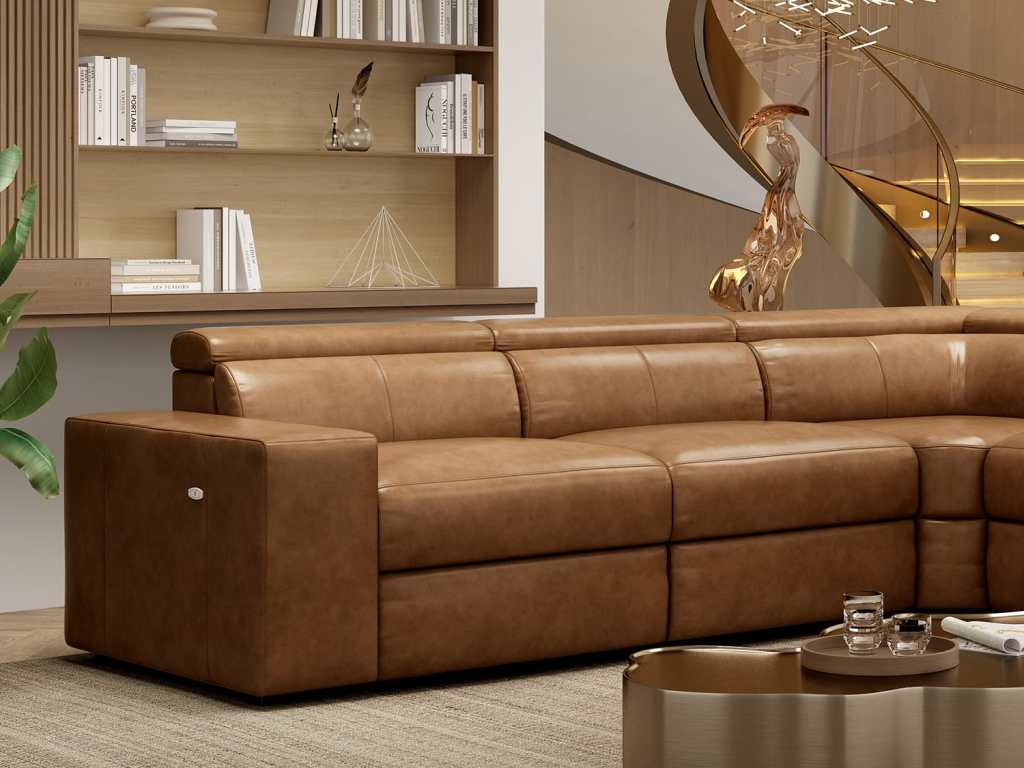 Piora Leather Modular Electric Recliners Lounge with USB chargers ...