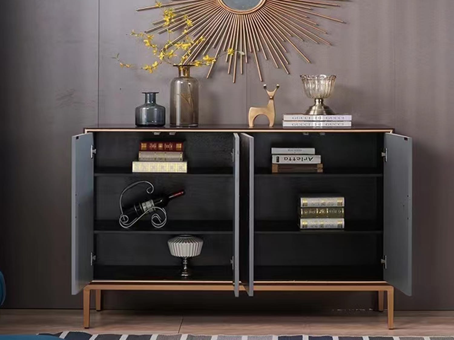 Tuena Drawing Panel 2/3/4 Door Cabinet | Agape Furniture