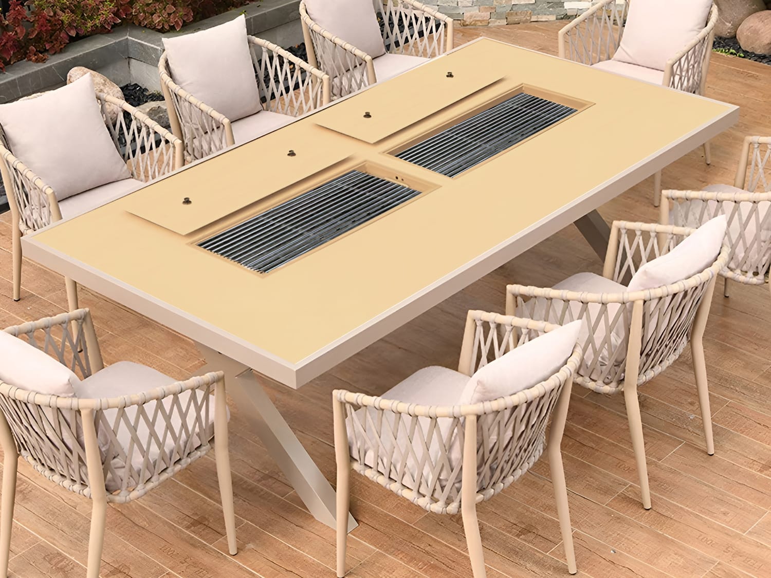 Keeita Multi-Purpose Open-Lid BBQ Grill Outdoor Aluminium Alloy Dining ...