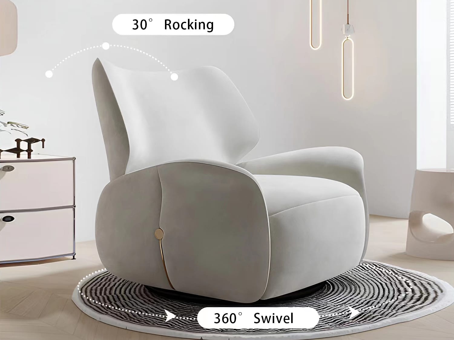 Buxton 30° Rocking & 360° Swivel Electric Recliner with USB Charger ...