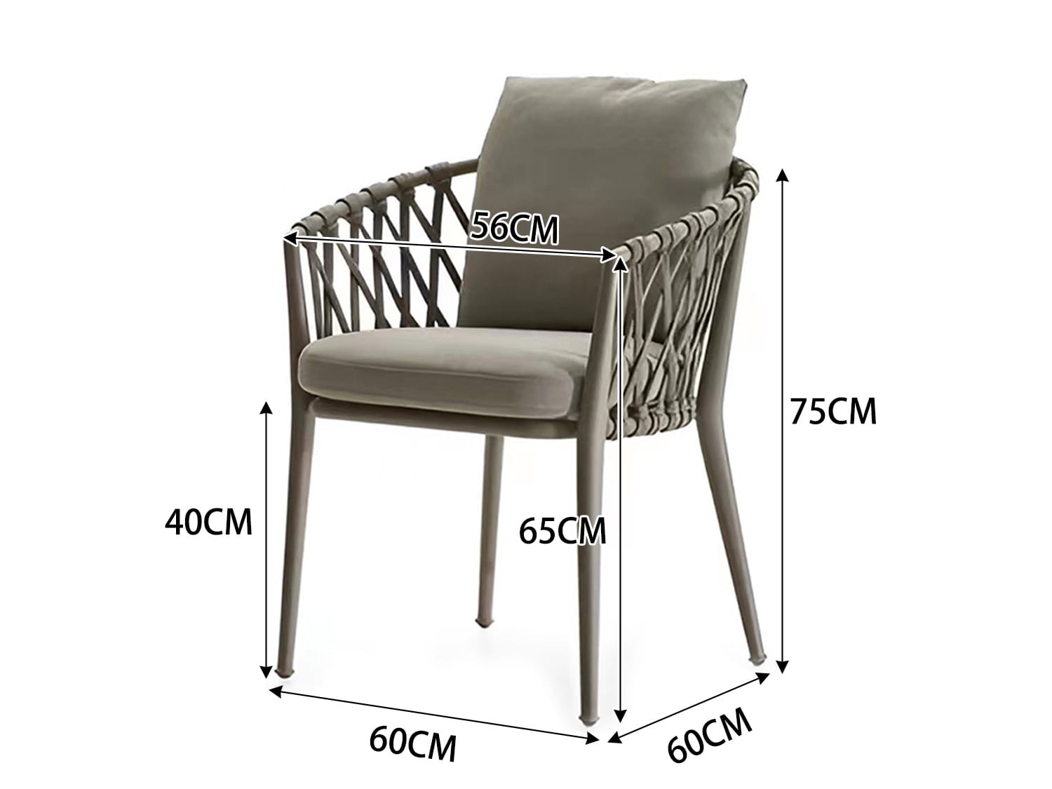Rennie Rope with Aluminium Frame Outdoor Dining Chair | Agape Furniture