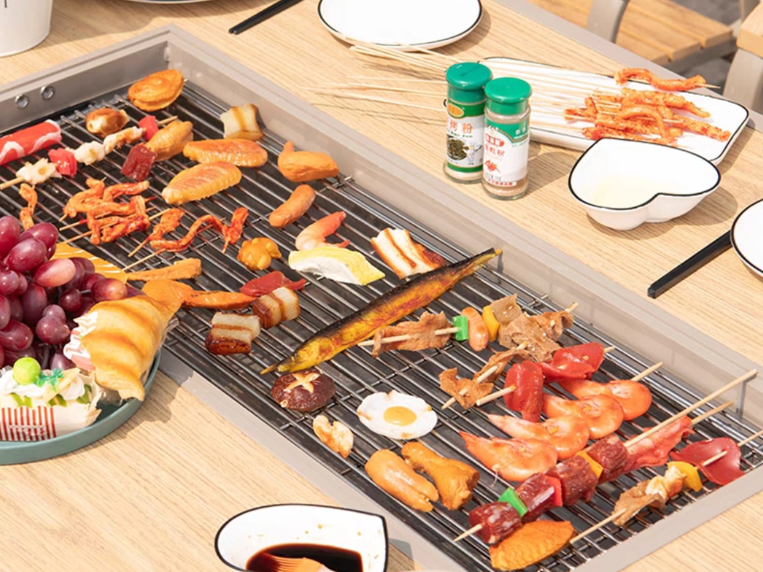 Keeita Multi-Purpose Open-Lid BBQ Grill Outdoor Aluminium Alloy Dining ...