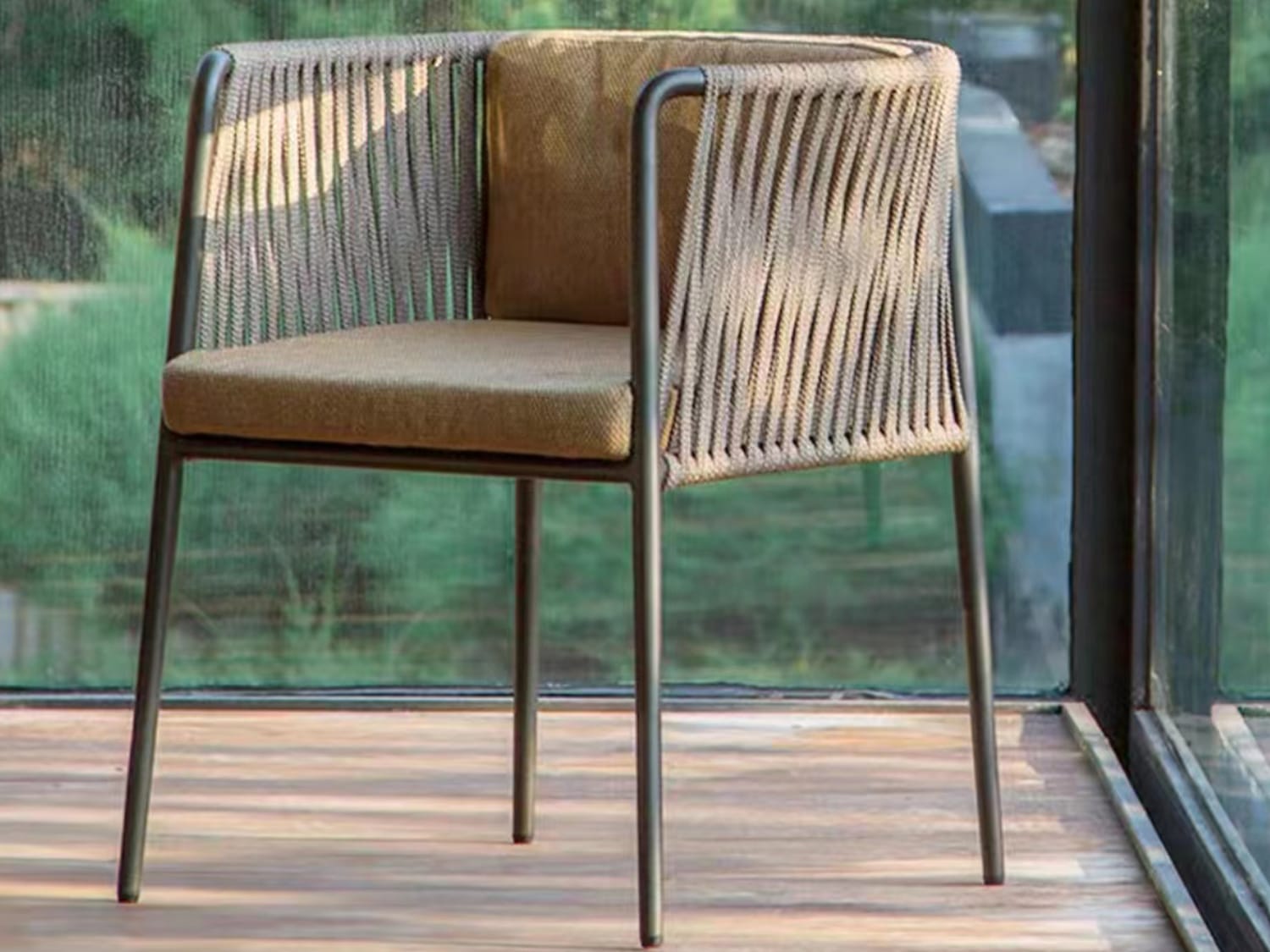 Ocean Outdoor Dining Chair-Green/Brown | Agape Furniture