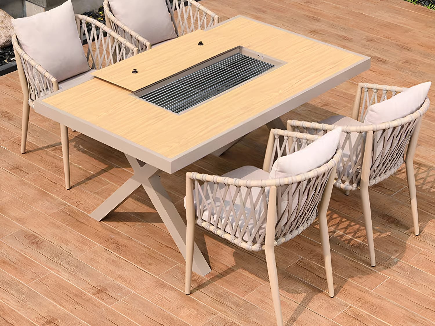 Keeita Multi-Purpose Open-Lid BBQ Grill Outdoor Aluminium Alloy Dining ...