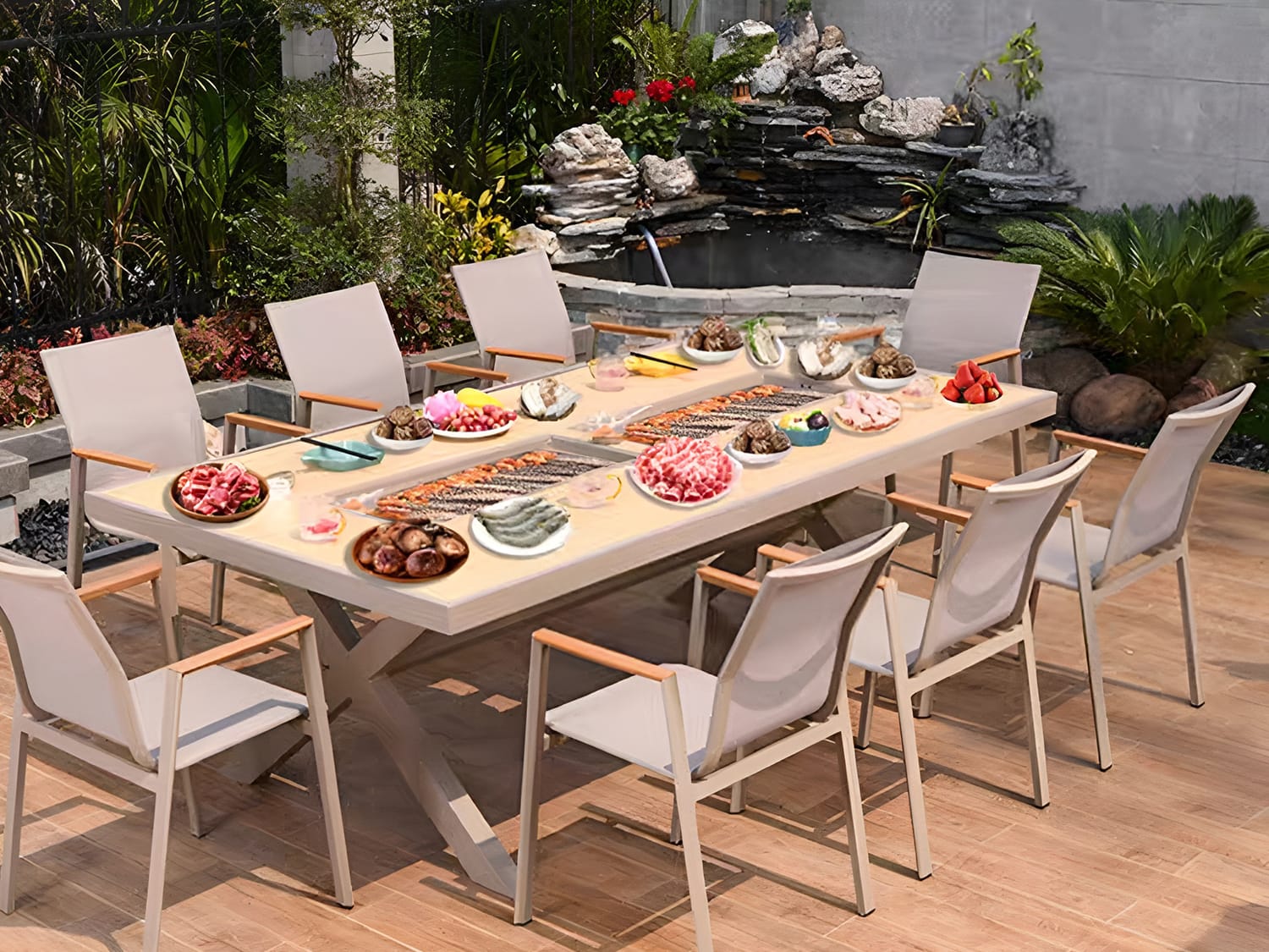 Keeita Multi-Purpose Open-Lid BBQ Grill Outdoor Aluminium Alloy Dining ...