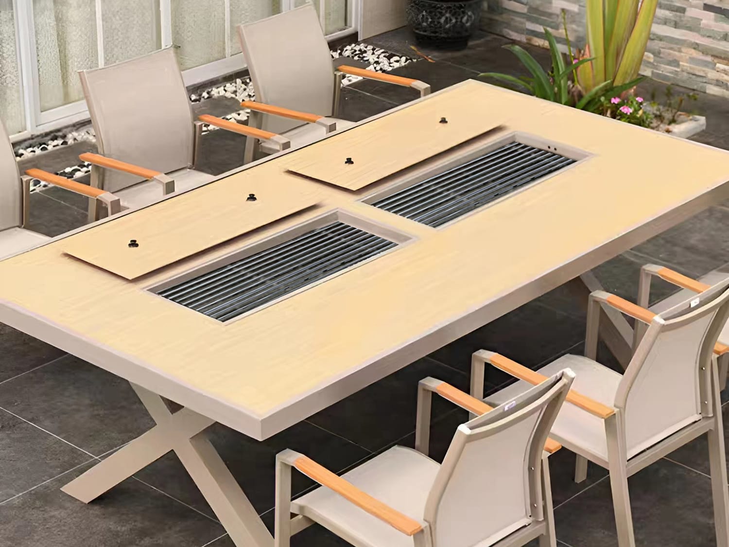 Keeita Multi-Purpose Open-Lid BBQ Grill Outdoor Aluminium Alloy Dining ...