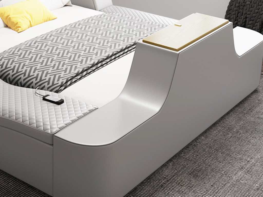 Clinton Multi-Functional Smart Bed With TV/Projector-White/Black in ...