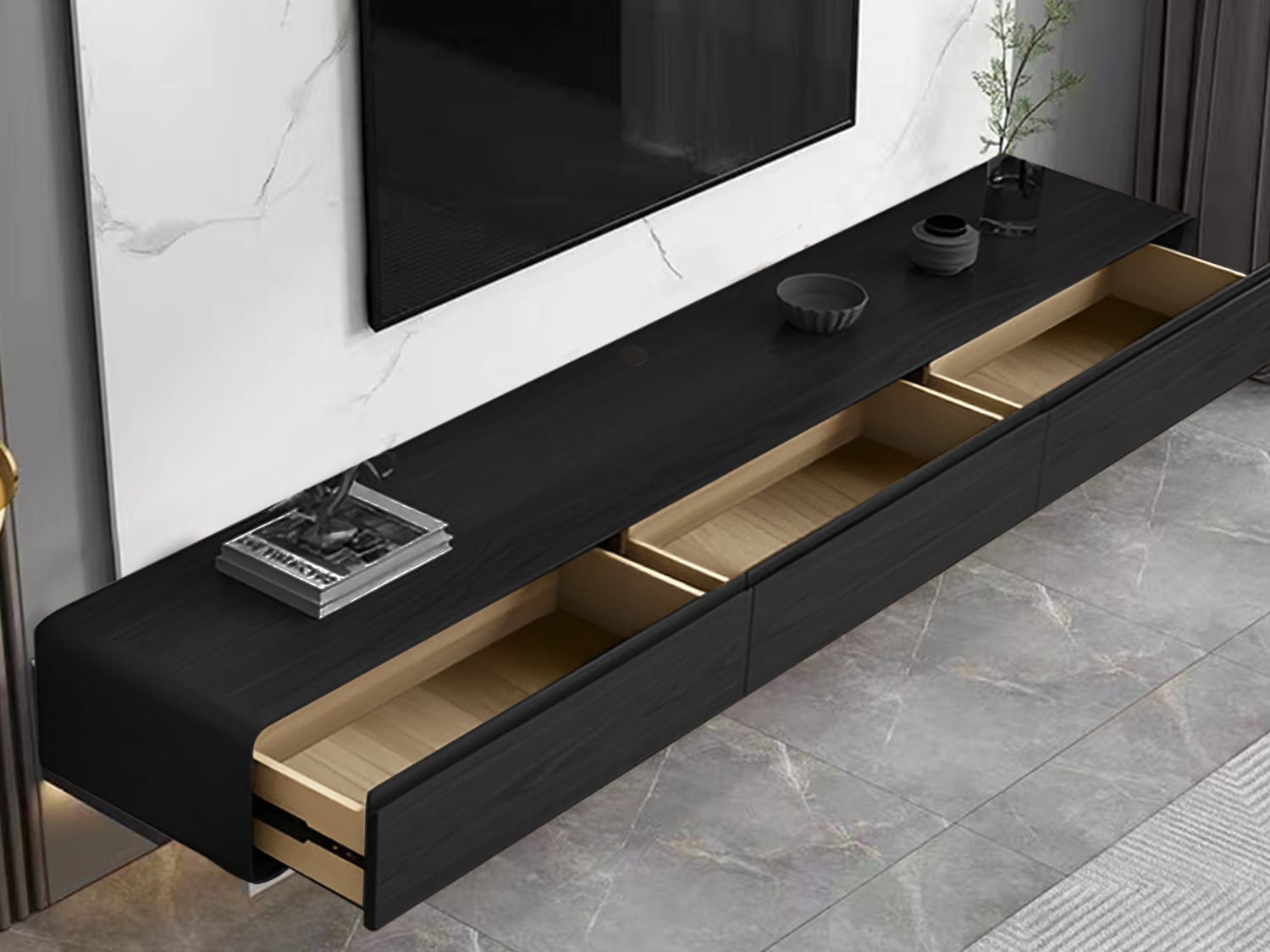 Chester 2M TV Unit With 3 Drawers-Black/Walnut/White&Walnut | Agape ...