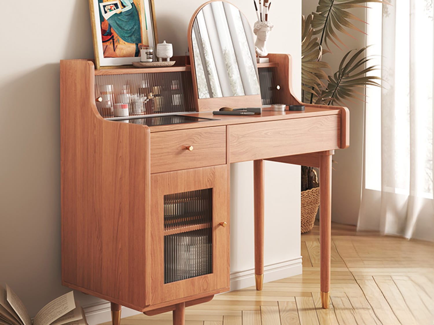 Dillwyn Safety Rounded Corner Design with Drawers Dressing Table-Grey ...