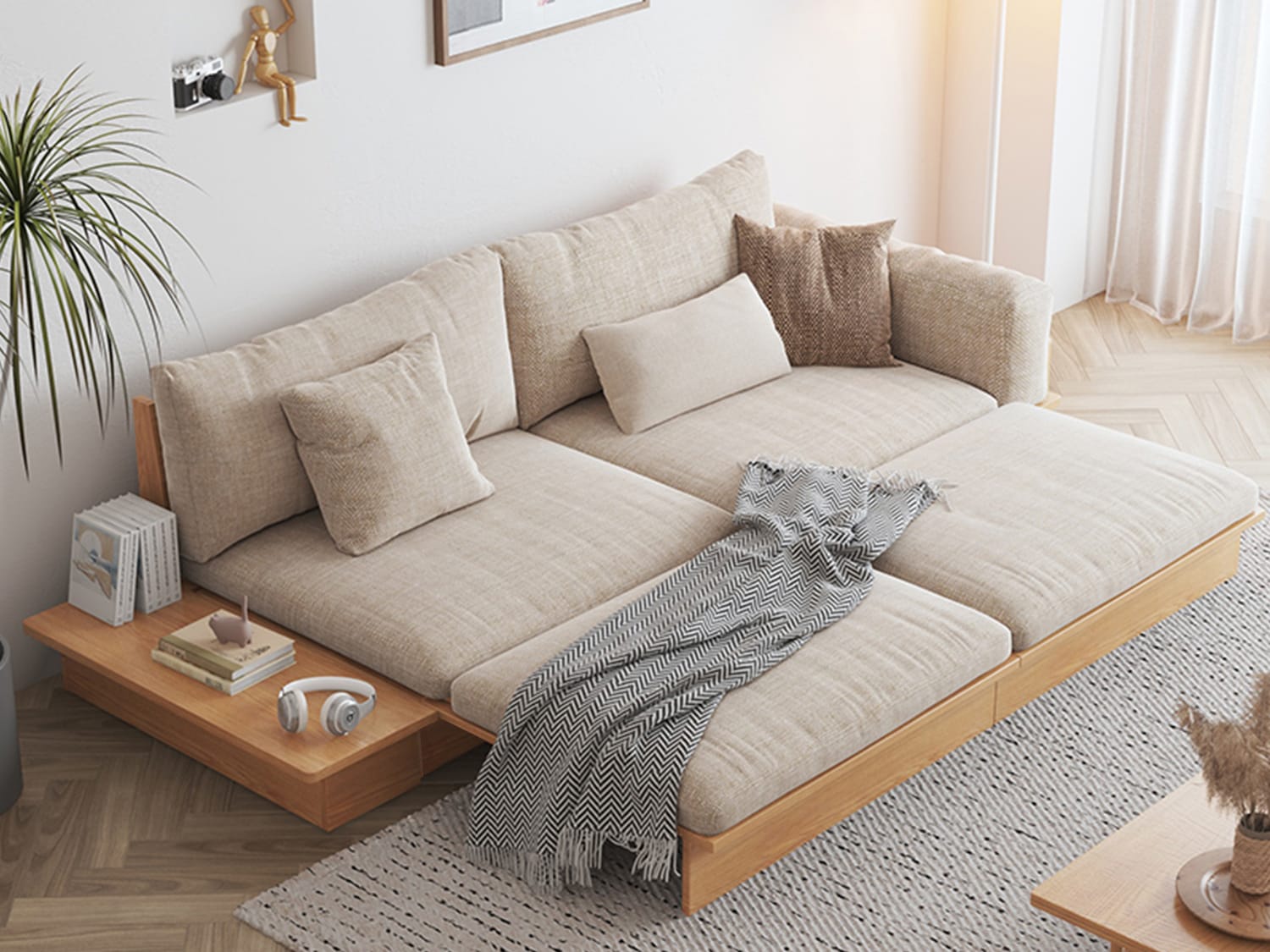 Dapto sofa bed Lift-up Storage Wooden Sectional Extendable Sofa Bed ...