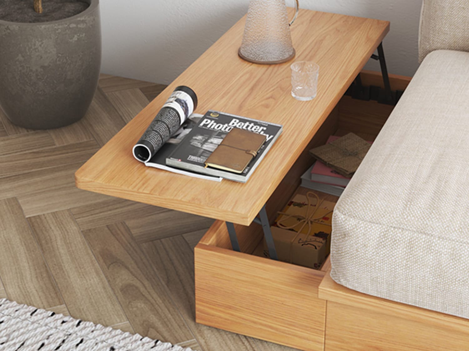 Dapto sofa bed Lift-up Storage Wooden Sectional Extendable Sofa Bed ...