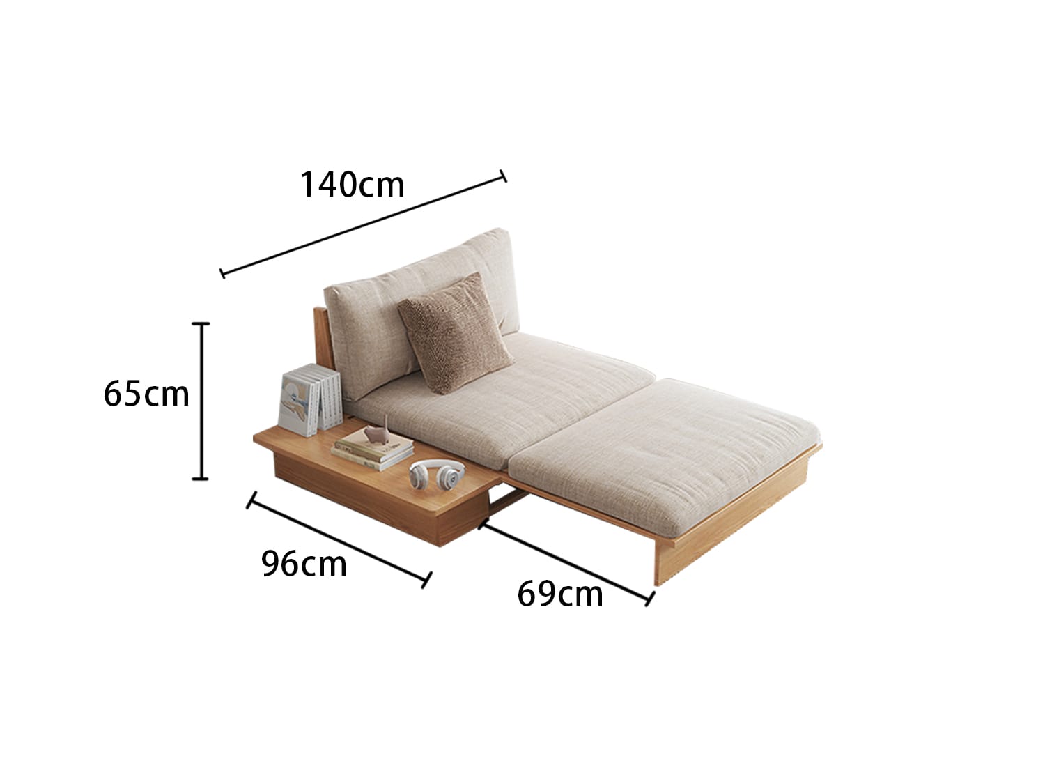 Dapto single sofa bed Wooden Sectional Extendable Sofa Bed- with ...
