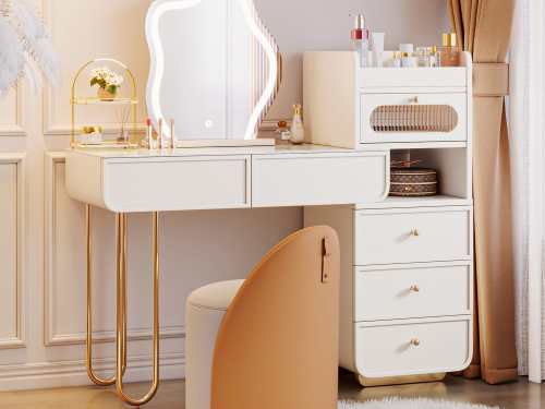 Zapata Sintered Stone Top Extendable Dressing Table With Stainless ...