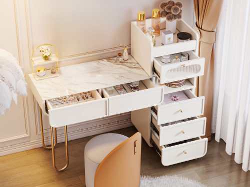 Zapata Sintered Stone Top Extendable Dressing Table With Stainless ...