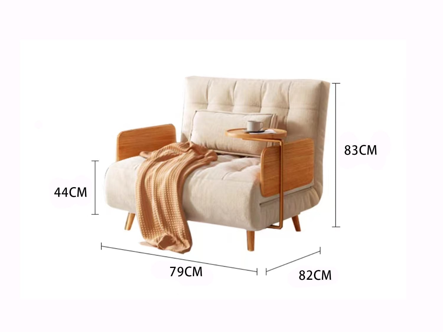 Bigfork Folding Design Extension Sofa Bed With Rotating Table-Single ...