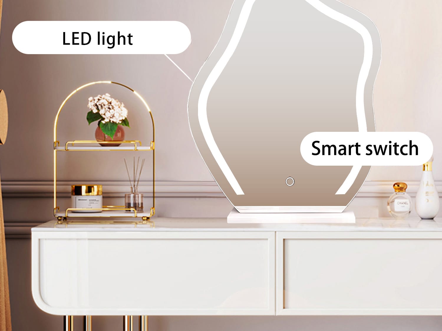 Zapata Sintered Stone Top Extendable Dressing Table With Stainless ...