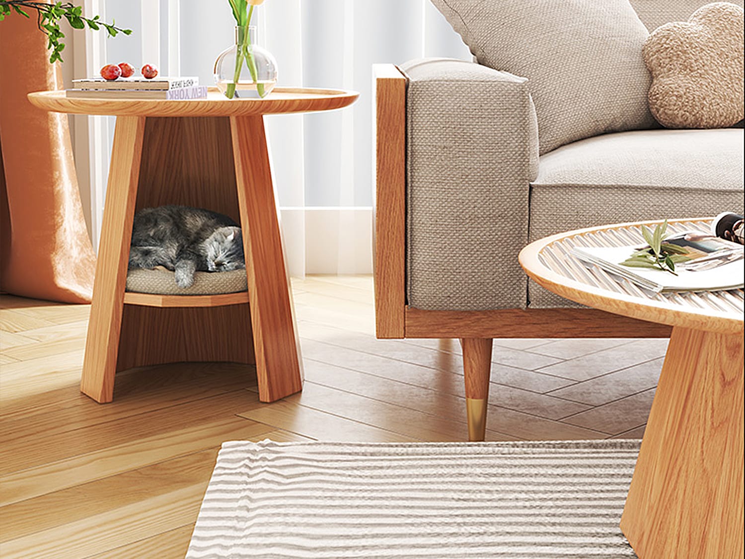 Chullora wood side Table -oak Color | Agape Furniture