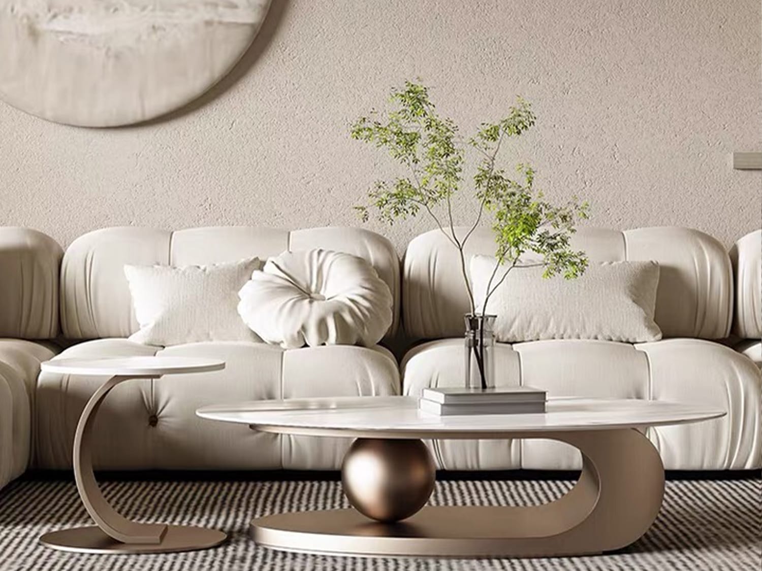 Katherine Marble sintered stone Coffee table with side table | Agape ...