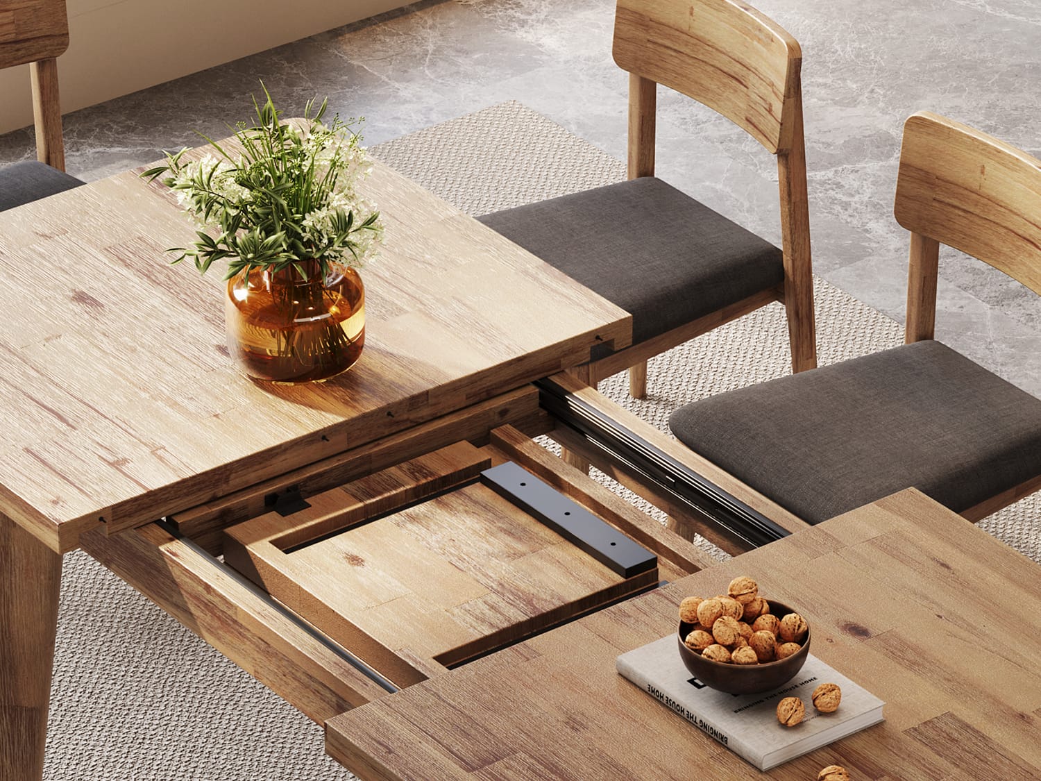 Milawa Wooden Extendable Dining Table-150-200/190-240cm | Agape Furniture