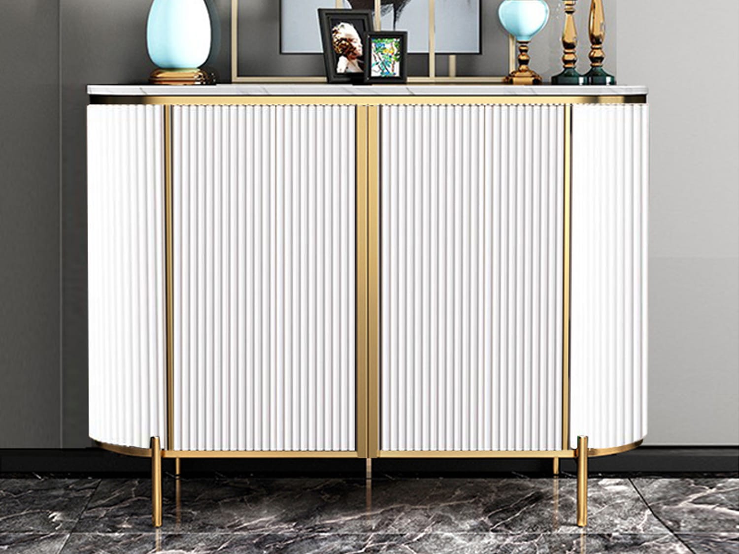 March Marble Sintered Stone Top Cabinet/Buffet | Agape Furniture