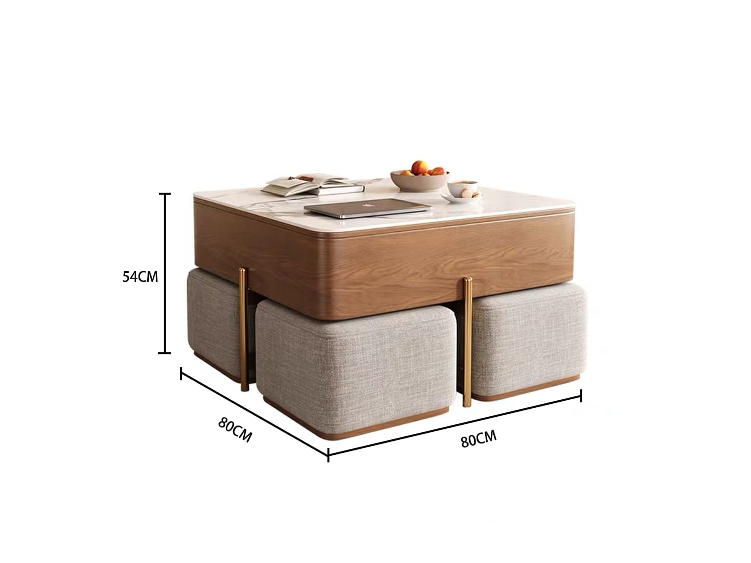 Bealiba Sintered stone Lift-Top Desktop Coffee Table-With ottomans ...