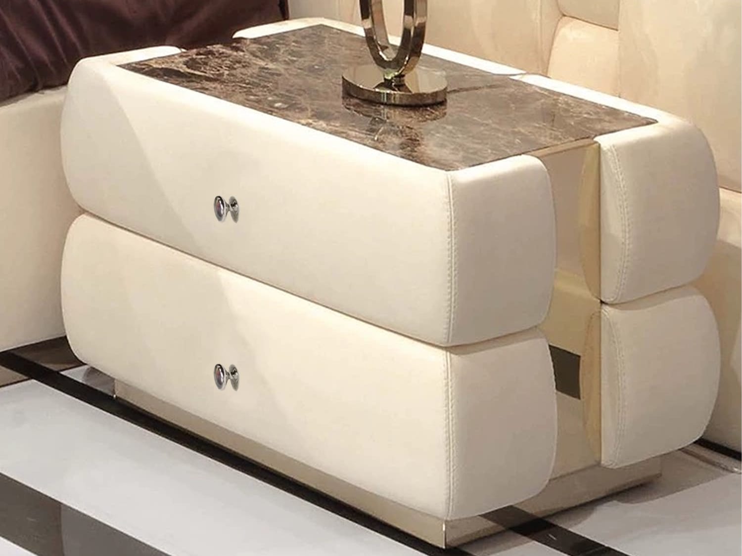 Rezzato Modern Marble Bedside Table | Agape Furniture