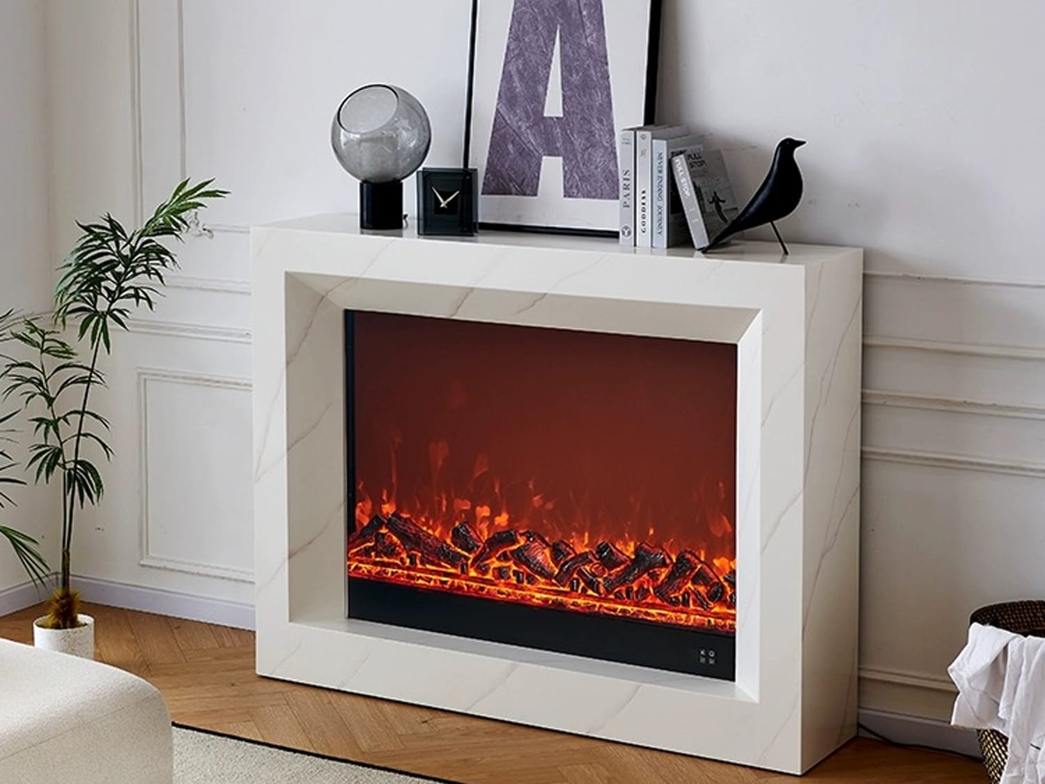Leffe Decorative/Electric Heater Fireplace with LED Optical Artificial ...