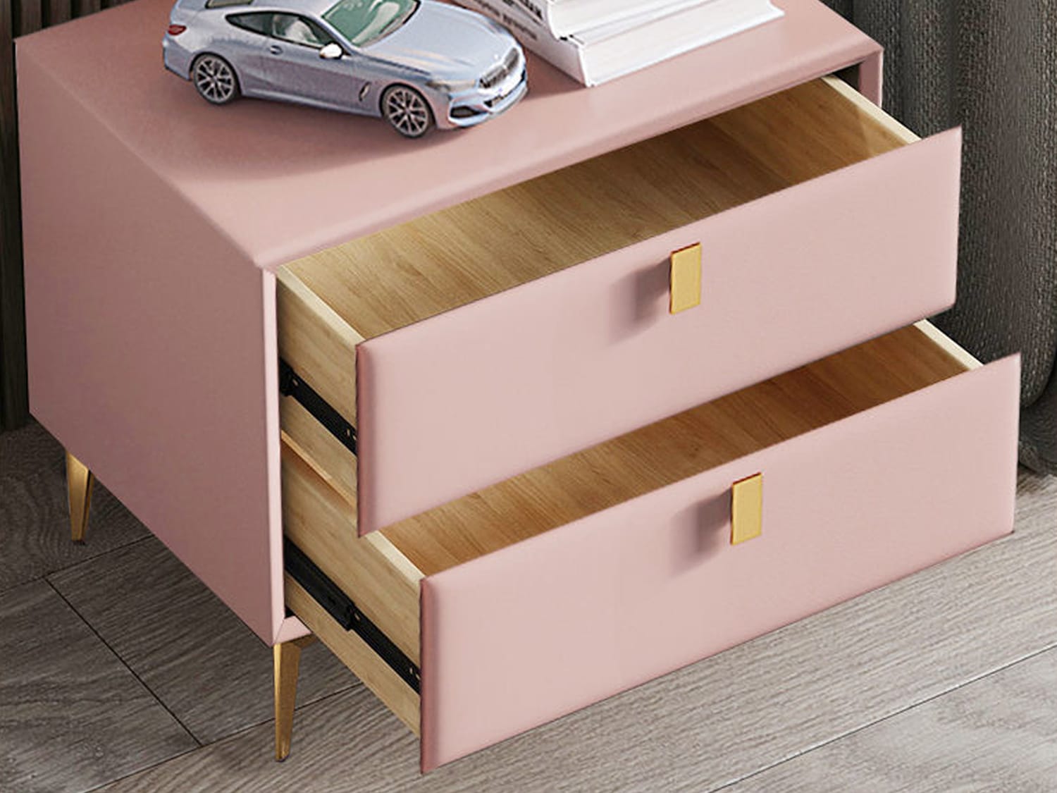 Lenna Modern Bedside Table-Pink/Pea Green/Blue/Orange/Deep Grey/Light ...