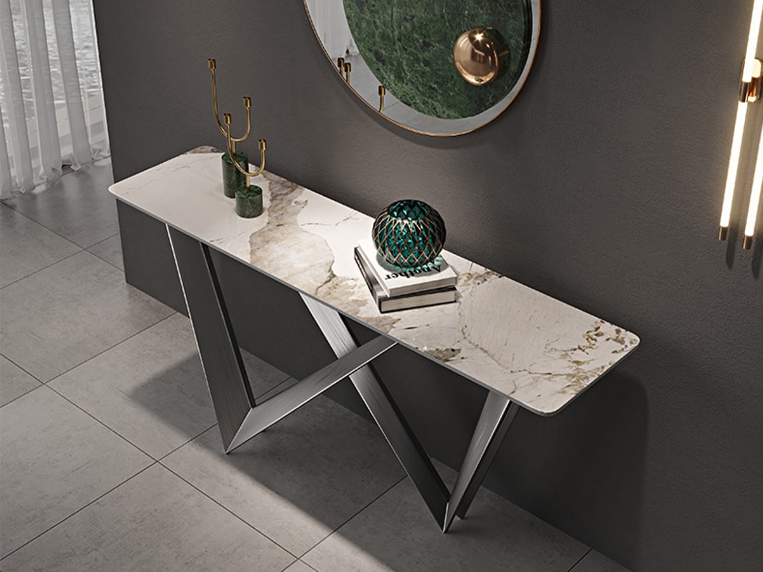 Miles Sintered Stone Top Console Table-120CM/140CM/160CM | Agape Furniture