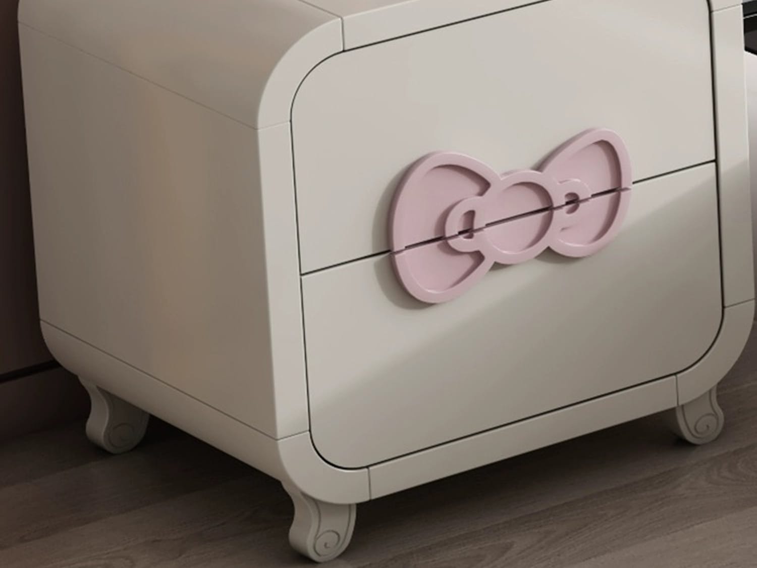 Gorteen Modern Bedside Table-Pink/Pearl White | Agape Furniture